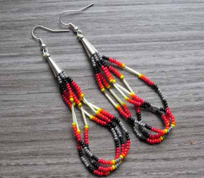 Native American beaded earrings American Indian beaded hoop earrings Navajo earrings and beaed jewelry for sale at THe Turquoise Mine